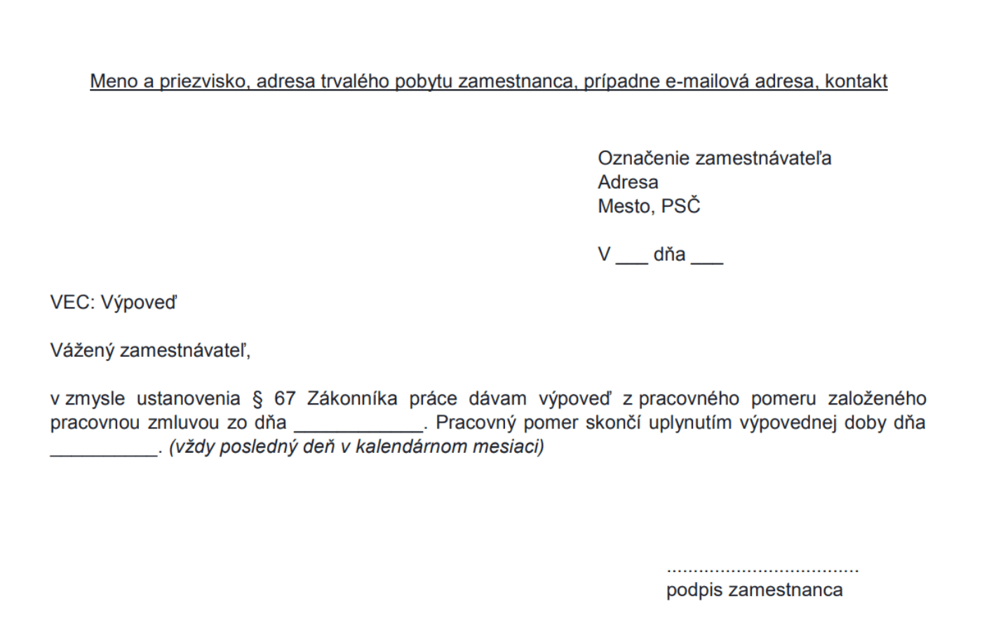 Výpoveď zo strany zamestnanca - praktický sprievodca a vzory na stiahnutie - iFinancie.sk